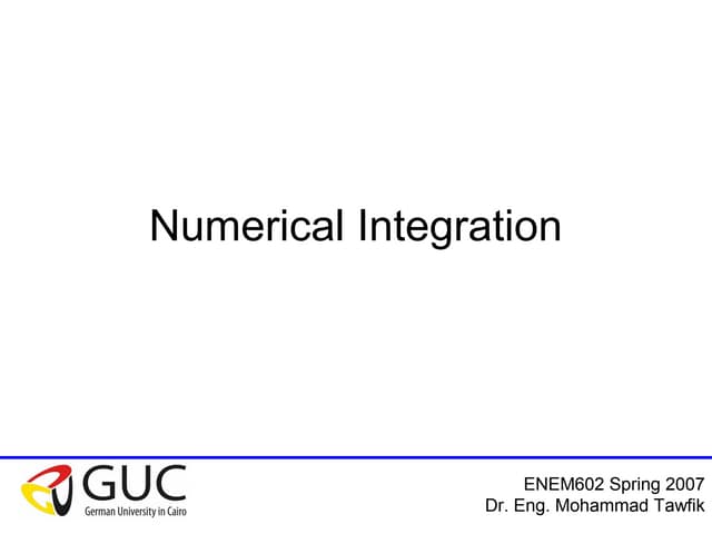 NUMERICAL INTEGRATION AND ITS APPLICATIONS | PPTX