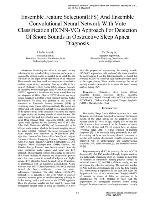 Ensemble Feature Selection Efs And Ensemble Convolutional Neural
