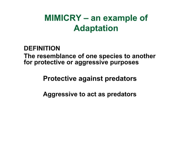 Mimicry (Evolutionary Biology) | PPTX