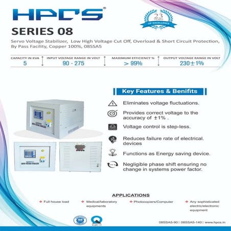 Servo Voltage Stabilizer 5kVA Single Phase | PDF