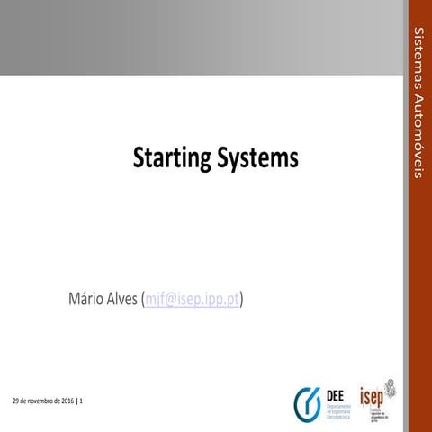 Automotive Systems course (Module 08) - Starting Systems for road ...