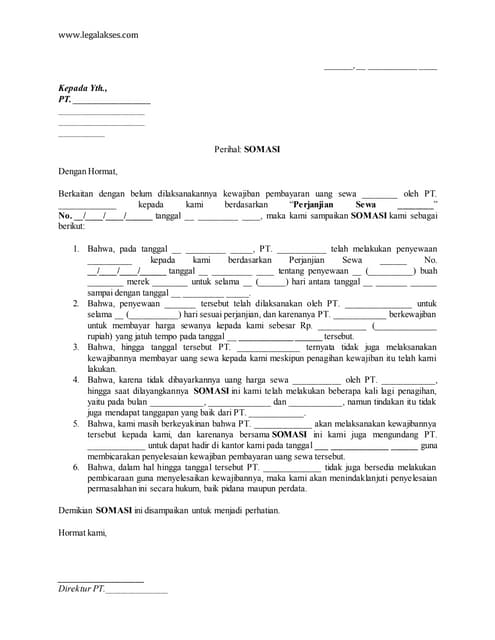 Contoh Surat Somasi | DOCX