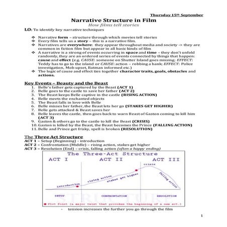 Narrative Structure In Films - Lesson Notes | DOCX