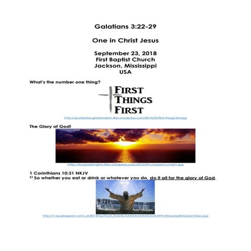 09-23-18, Galatians 3;22-29, One In Christ Jesus | PDF