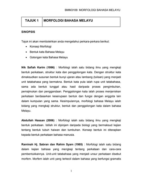 Morfologi bahasa melayu | PDF