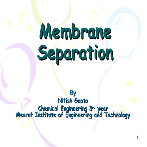 Membrane Separation Processes | PPT | Chemistry | Science