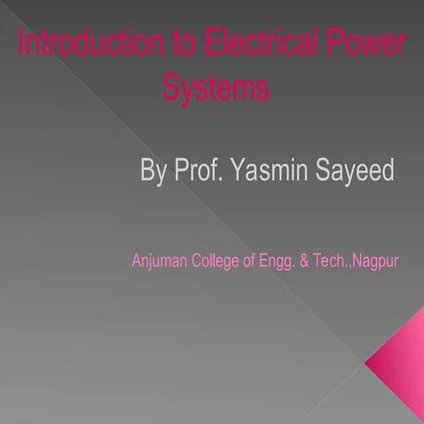 Introduction to Electrical Power Systems | PPT