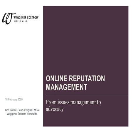 090318 Online Reputation Management | PPT