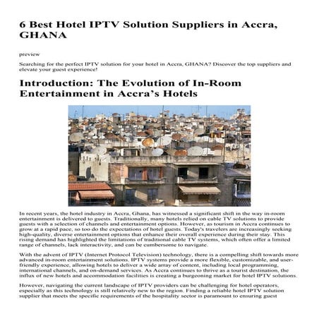 6 Best Hotel IPTV Solution Suppliers in Accra, GHANA | PDF