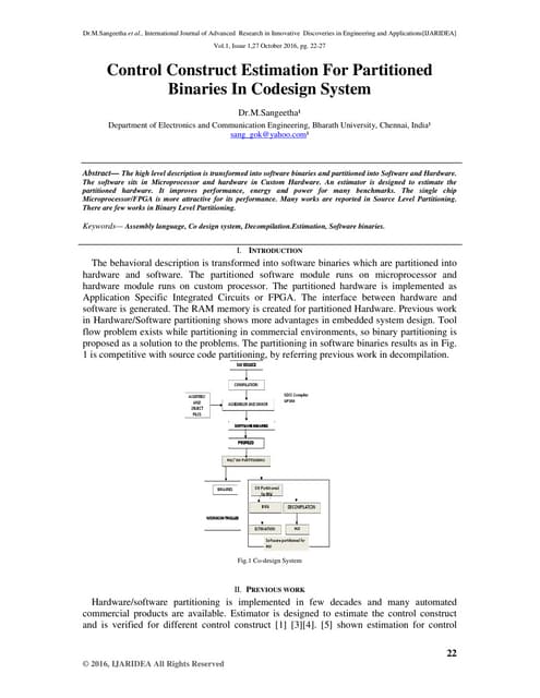 Control Construct Estimation For Partitioned Binaries In Codesign