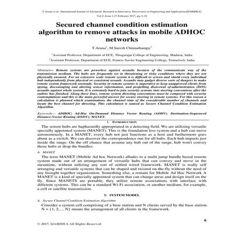 Secured channel condition estimation algorithm to remove attacks in mobile ADHOC networks | PDF