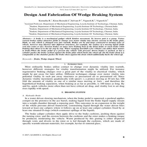 Design And Fabrication Of Wedge Braking System | PDF | Performance Cars ...