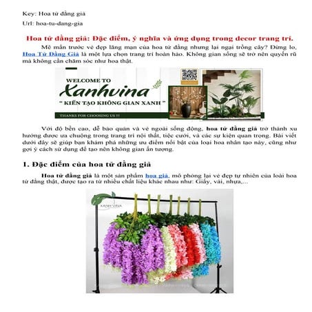 Hoa tử đằng giả: Đặc điểm, ý nghĩa và ứng dụng trong decor trang trí. | DOCX