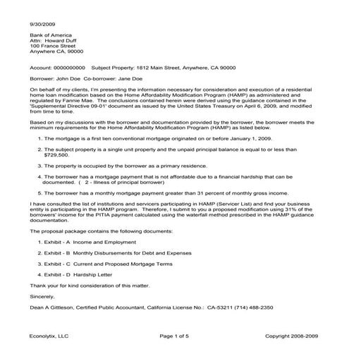 Sample 5 page Loan Mod Proposal | PDF
