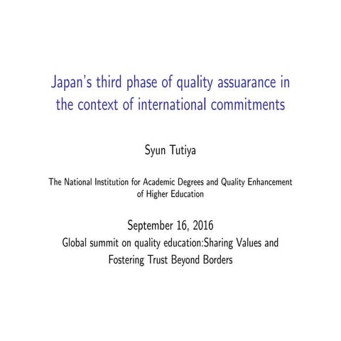 Japan's third phase of quality assurance in the context of ...