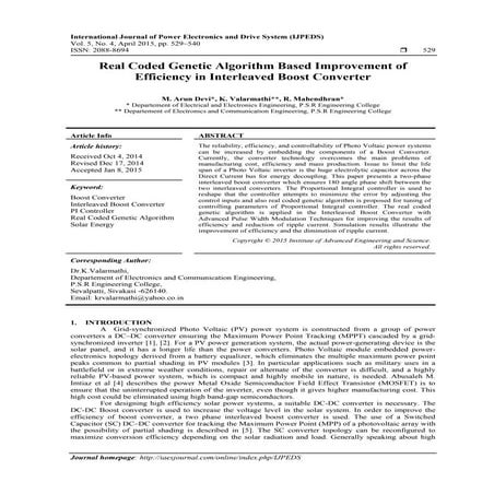 Real Coded Genetic Algorithm Based Improvement Of Efficiency In Interleaved Boost Converter Pdf 6786