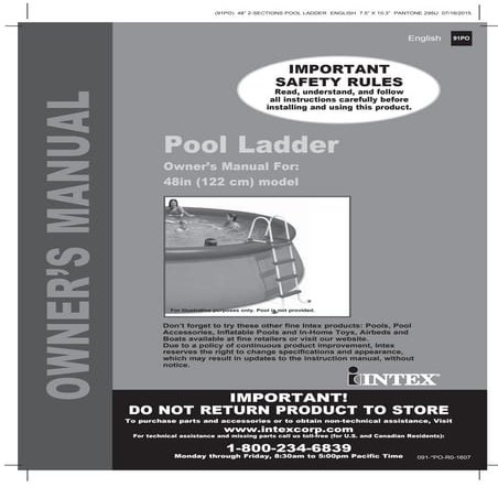 Intex 48 inch pool ladder manual | PDF