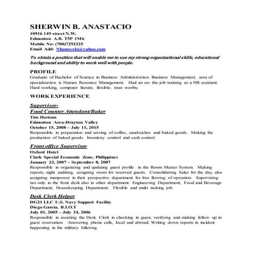 Sherwin Resume 2 | DOCX