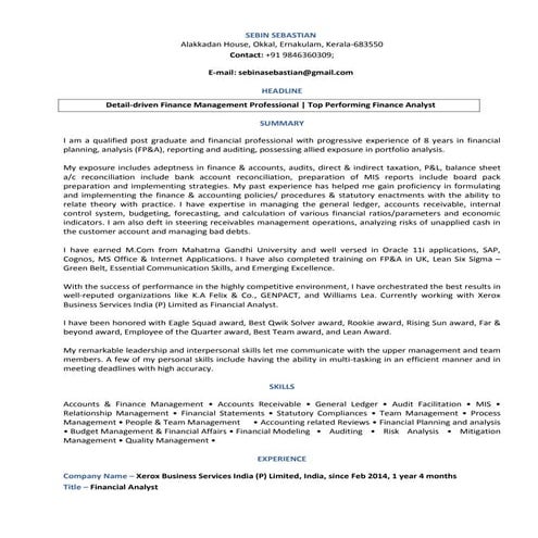 RESUME SEBIN SEBASTIAN. | PDF