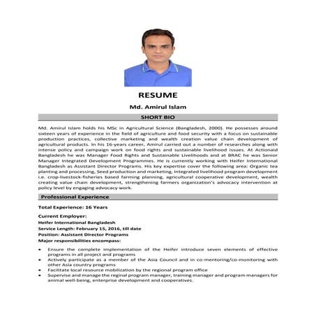 RESUME of Amirul Islam | PDF