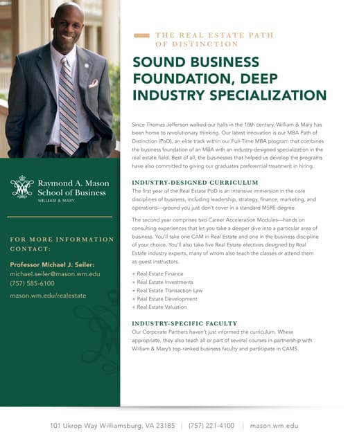 Marcus Roberson - Evening MBA flyer | PDF