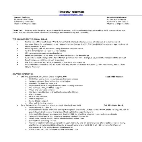 Timothy Norman's Resume | PDF