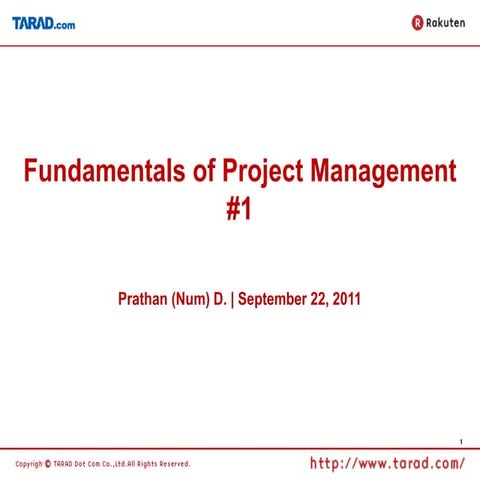 PROJECT MANAGEMENT TRAINING 09-22-2011 | PPT