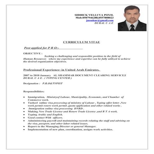 SIDHICK CV NEW | PDF