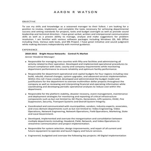 Aaron Watson Resume | DOC