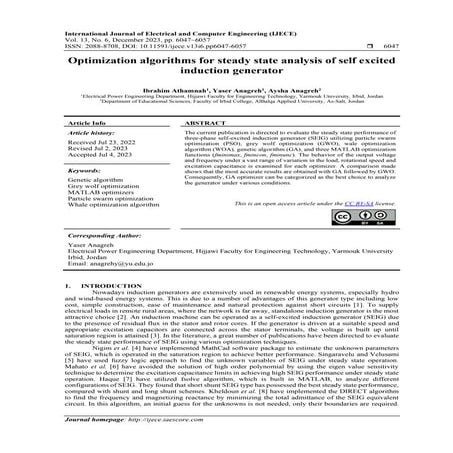 Optimization algorithms for steady state analysis of self excited induction generator | PDF