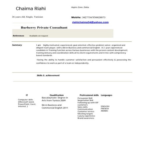 Janat cv | DOCX