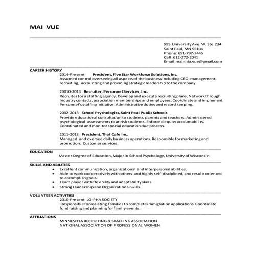 MAI NHIA VUE resume | PDF