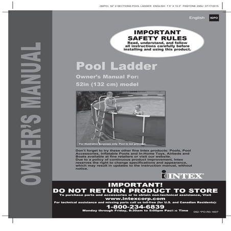 58 inch intex swimming pool ladder manual | PDF | Home Improvement ...