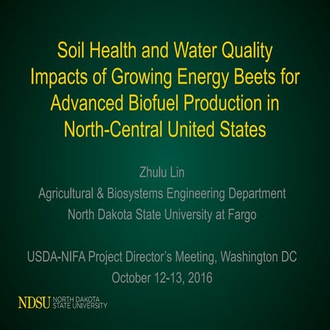 Soil Health and Water Quality Impacts of Growing Energy Beets for ...