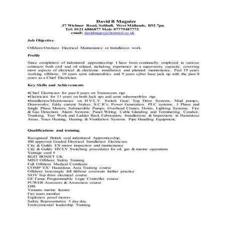 David B Maguire CV2 | PDF