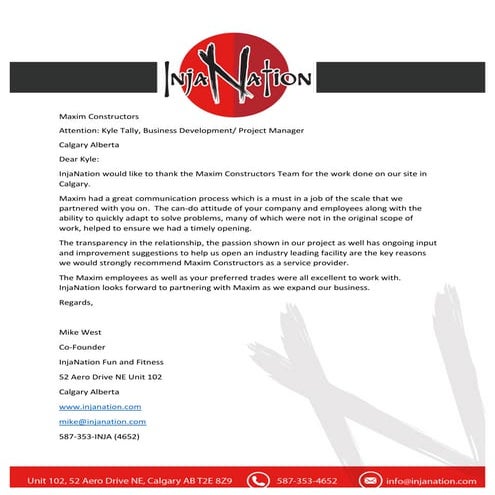 InjaNation Reference Letter Maxim | PDF