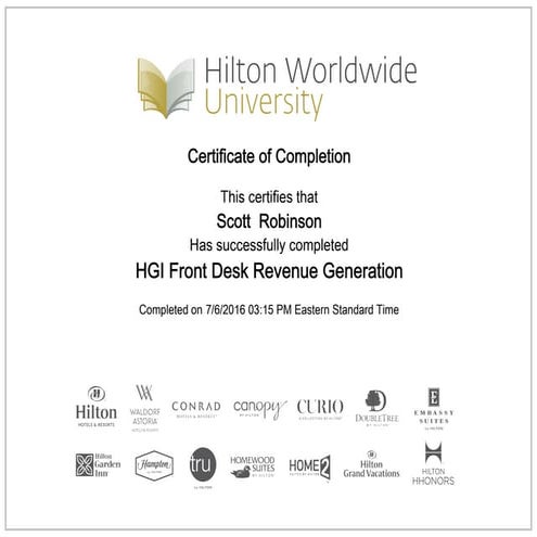 HGI Revenue Generation Certificate | PDF