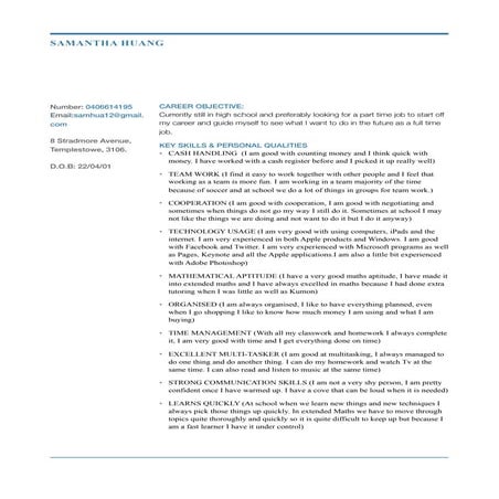 SAM'S PERSONAL RESUME | PDF