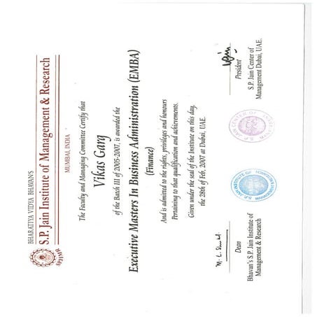 SP Jain IMR EMBA degree | PDF