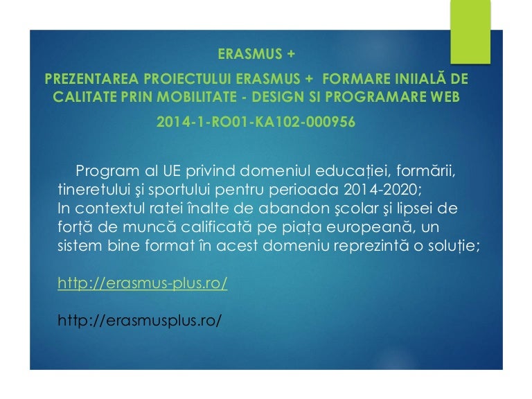 Prezentare proiect 2014-1-RO01-KA102-000956