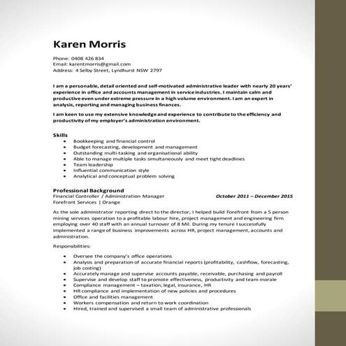 Karen Morris cv 3rd march | PDF
