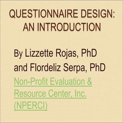 Basic Introduction to questionnaire Design | PPT