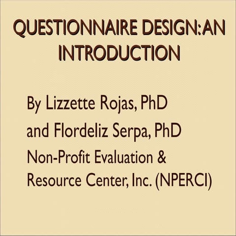 Introduction to Questionnaire design PPT | PPT
