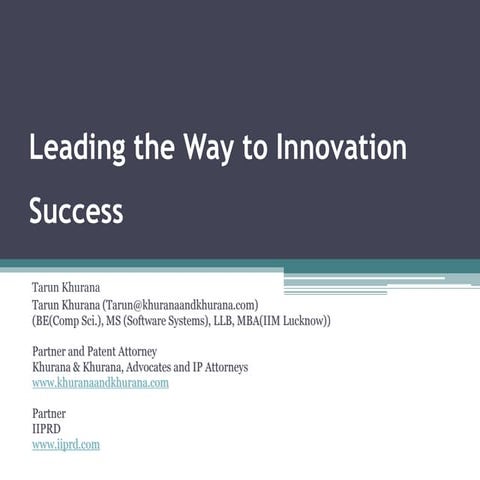 Leading the Way to Innovation Success | PPT