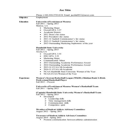 Jae Shin Resume | DOCX