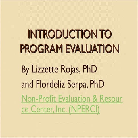 power point about INTRODUCTION TO PROGRAM EVALUATION | PPT