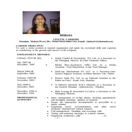 LINETTE'S BIODATA June 2016 | DOCX