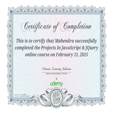 Java Script and jQuery Certificate | PPT