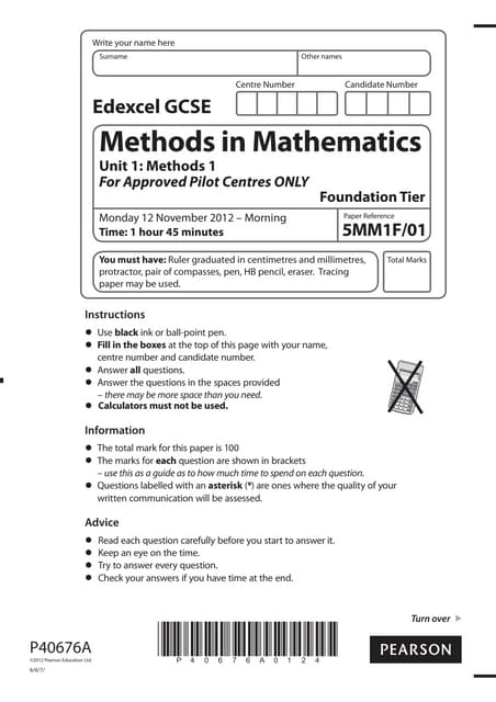 Mathematics exam paper year 5(dlp) | DOCX