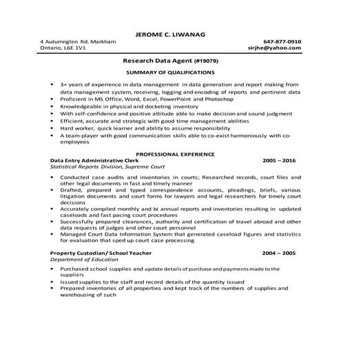 Jerome Liwanag resume | DOCX